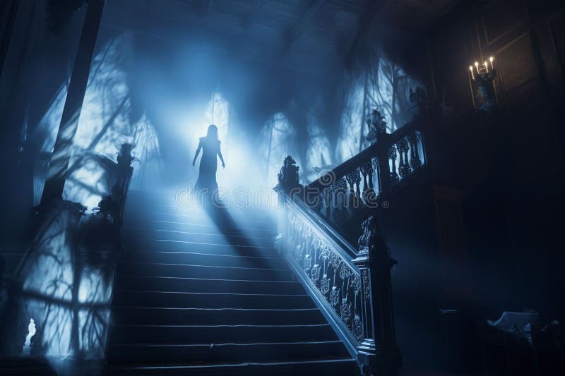 Ghostly Mansion Staircase Shadows Shadows of Stock Illustration ...
