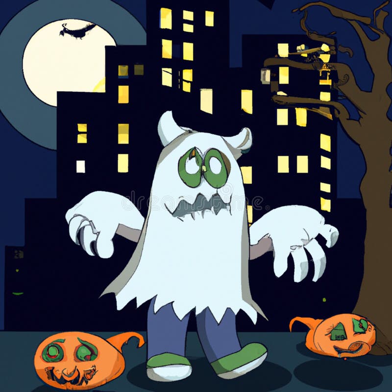 Ghostly Monster Surrounded by Bats at Night Stock Illustration ...