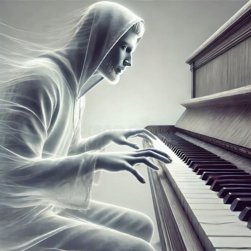A Ghostly Pianist Playing the Piano. Stock Photo - Image of instrument ...