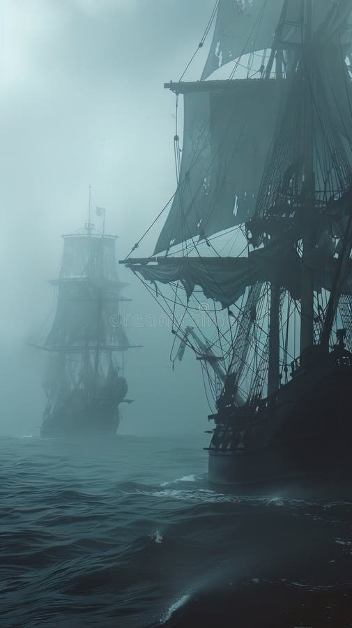 Ghostly Pirate Ships Navigating through the Mists of the Undead Seas ...
