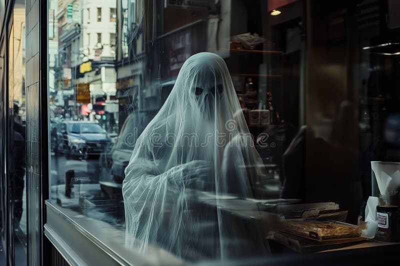 Ghostly Reflection Appears in a Street Window, Creating an Eerie ...