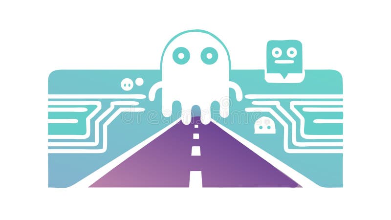 Ghostly Road Trip with Digital Connectivity, Vector Design Generative ...