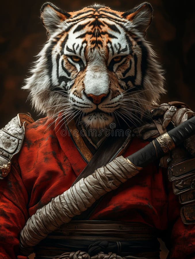 Ghostly Tiger Monk Ready for Battle Stock Illustration - Illustration ...