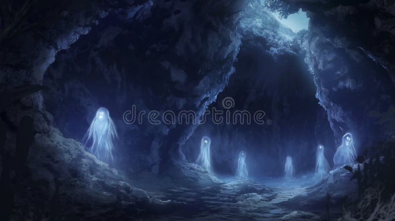 Ghosts in the Cave in Darkness Stock Illustration - Illustration of space, abstract: 336557825
