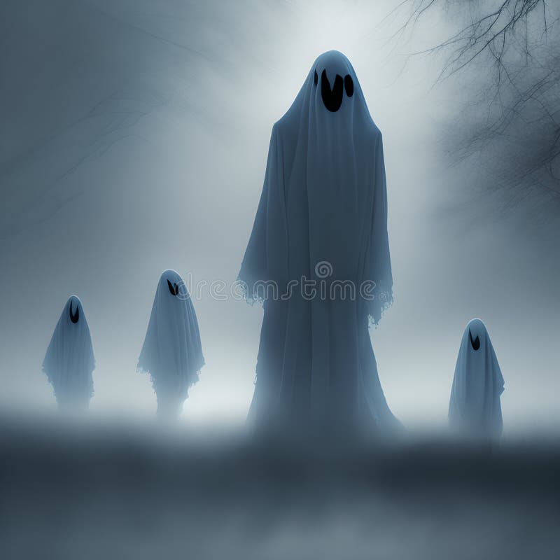 Ghosts, Generative AI Illustration Stock Illustration - Illustration of ...