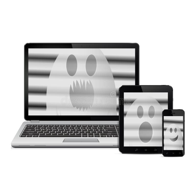Ghosts on Digital Devices Screens Stock Illustration - Illustration of ...