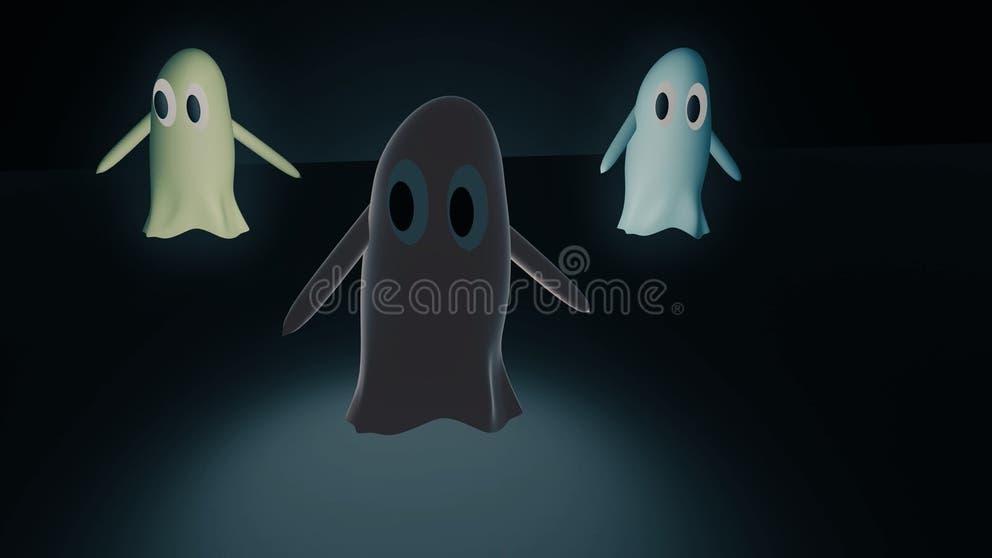 Ghosts Floating in Three Dimension Space Stock Illustration ...