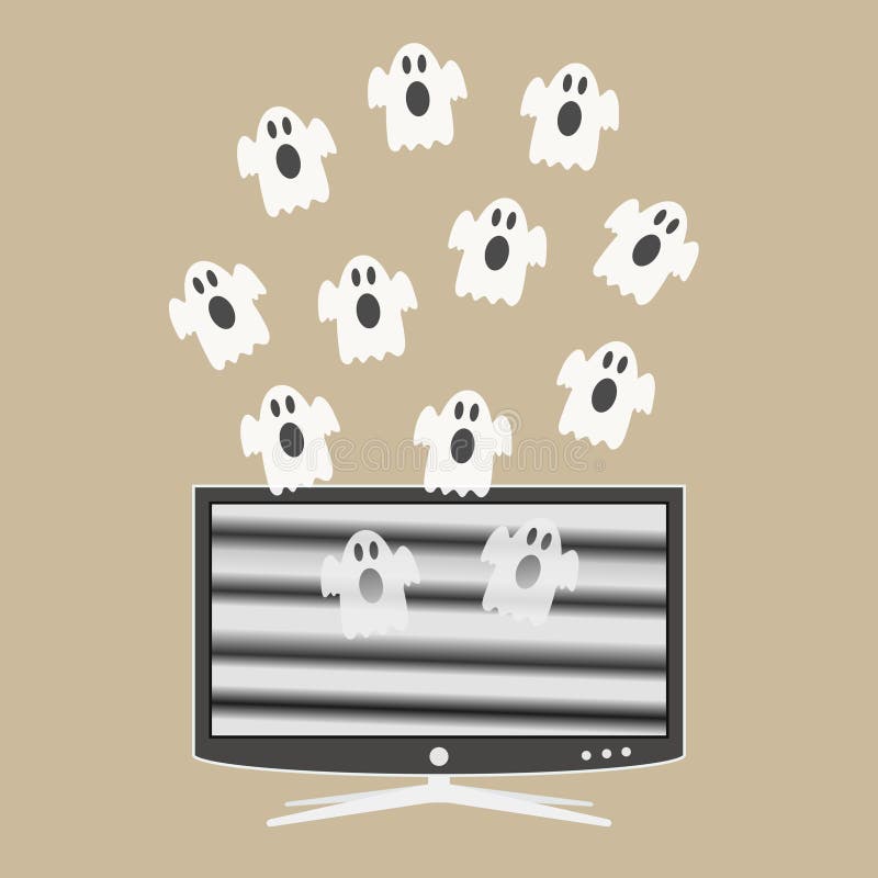 Ghosts Fly Out of the TV Screen Stock Vector - Illustration of ghost ...