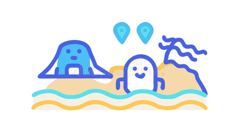 Ghosts on an Island, Ocean Backdrop, Spooky Beach, Vector Design ...
