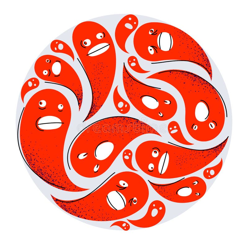 Ghosts Round Composition in a Circle Vector Design Illustration, Horror ...