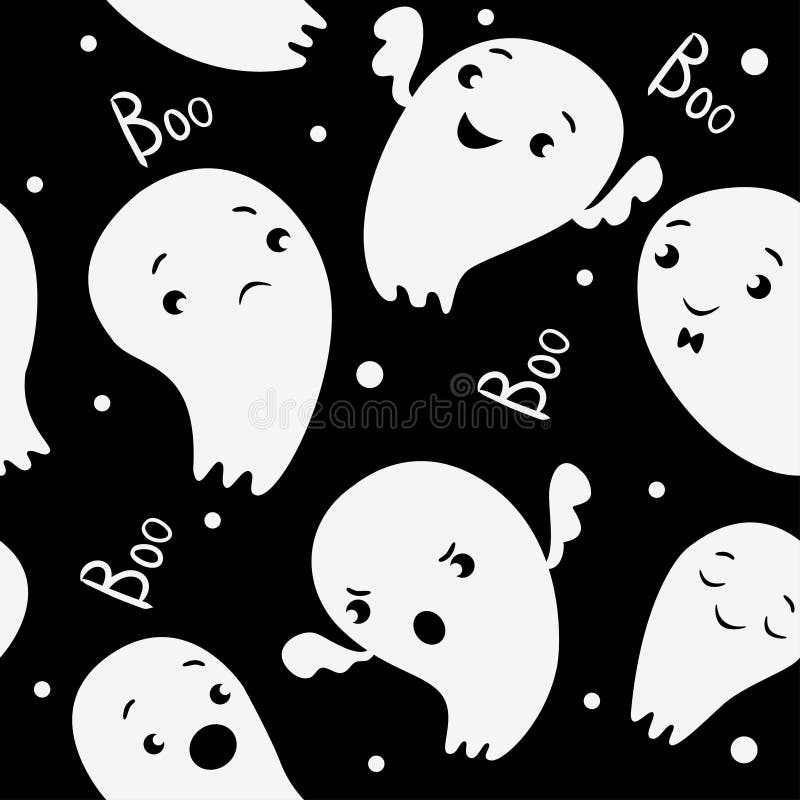 Ghosts Seamless Pattern, Pattern in Cartoon Style. Stock Illustration ...