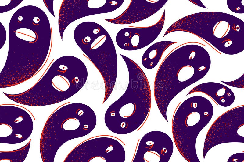 Ghosts Seamless Textile Pattern, Endless Texture with Horror Funny ...