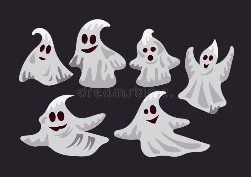 The Ghosts Set in Flat Style , Cute Ghost Vector Collection Stock ...