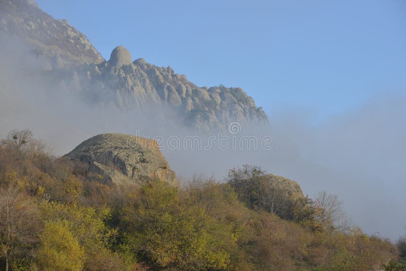Ghosts valley in the mist stock image. Image of sunny - 60891555