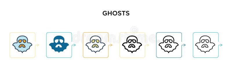 Ghosts Vector Icon in 6 Different Modern Styles. Black, Two Colored ...