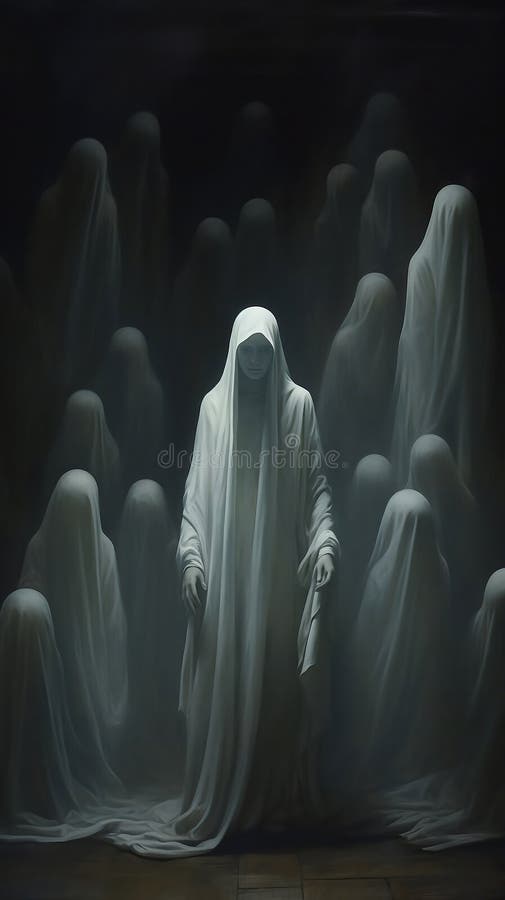 Ghosts in white clothes. stock photo. Image of fantasy - 303412024