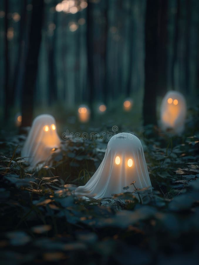Ghosts in Woods with Glowing Eyes Stock Image - Image of haunting ...