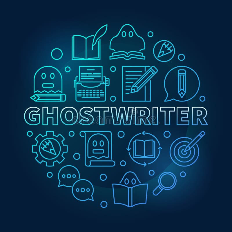 Ghostwriter Blue Vector Round Thin Line Illustration Stock Vector ...