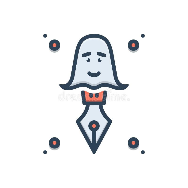 Color Illustration Icon for Ghostwriter, Storyteller and Spooky Stock ...