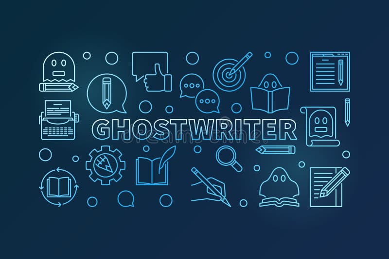 Ghostwriter Horizontal Outline Illustration. Vector Banner Stock Vector ...