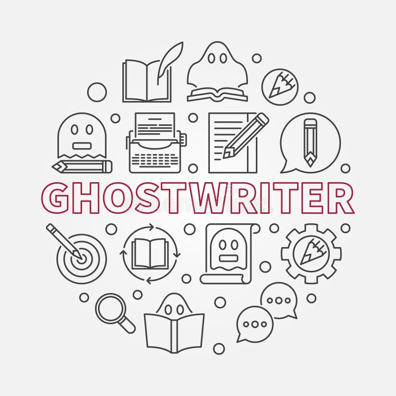 Ghostwriter icons set stock vector. Illustration of laptop - 98725945