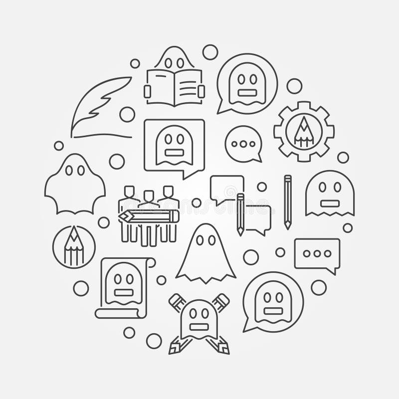 Ghostwriting Circular Illustration Stock Vector - Illustration of hand ...
