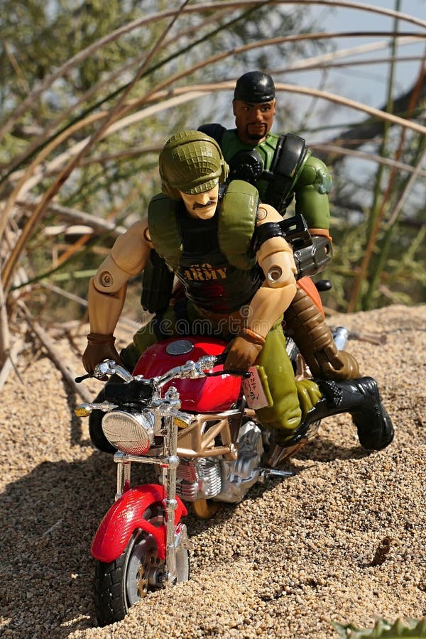 GI JOE Action Figures of Backblast and Heavy Duty Riding Down the Sand ...