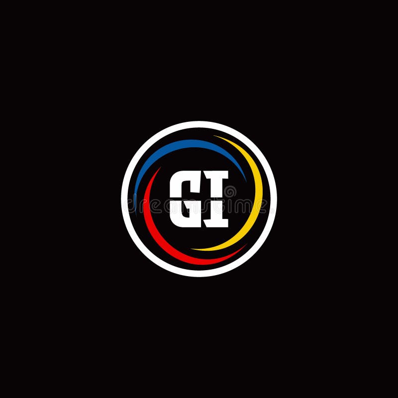 GI Monogram Logo Isolated on Circle Shape with 3 Slash Colors Rounded ...