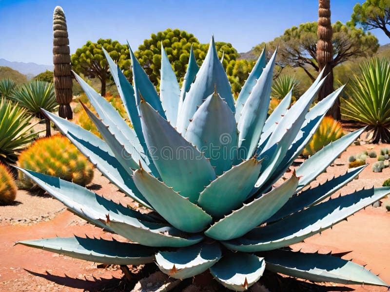 Giant Agave Ovatifolia in a Garden Stock Illustration - Illustration of ...