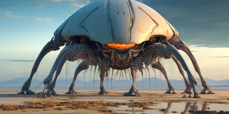 A Giant Alien Creature Standing on Top of a Sandy Beach. Generative AI ...