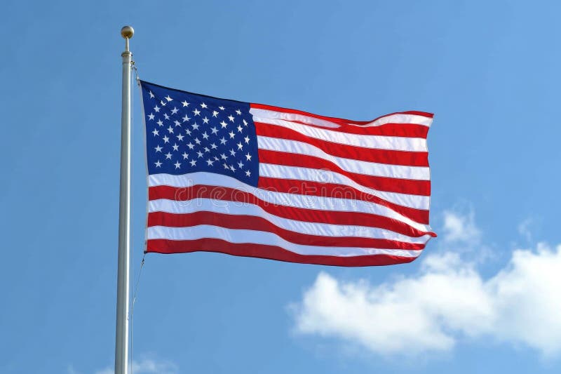 A Giant American Flag Soaring through the Air Stock Photo - Image of ...