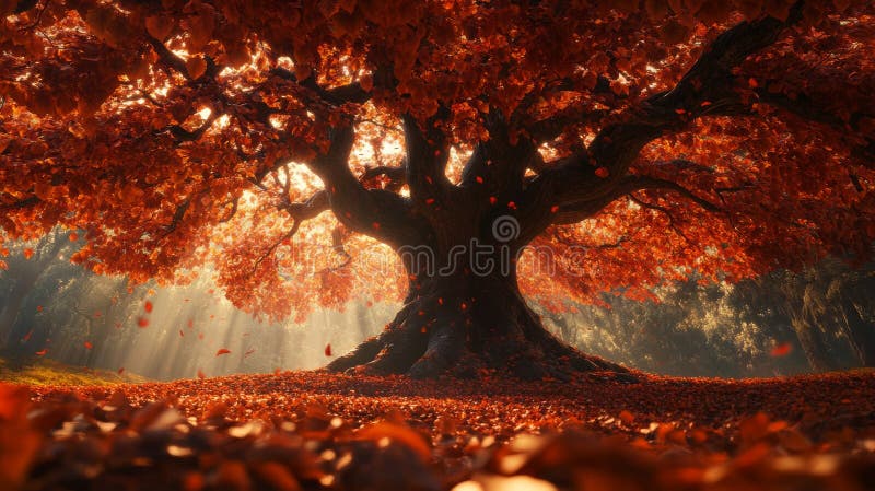 A Giant Ancient Tree Stands Tall in a Magical Forest. Stock Image ...