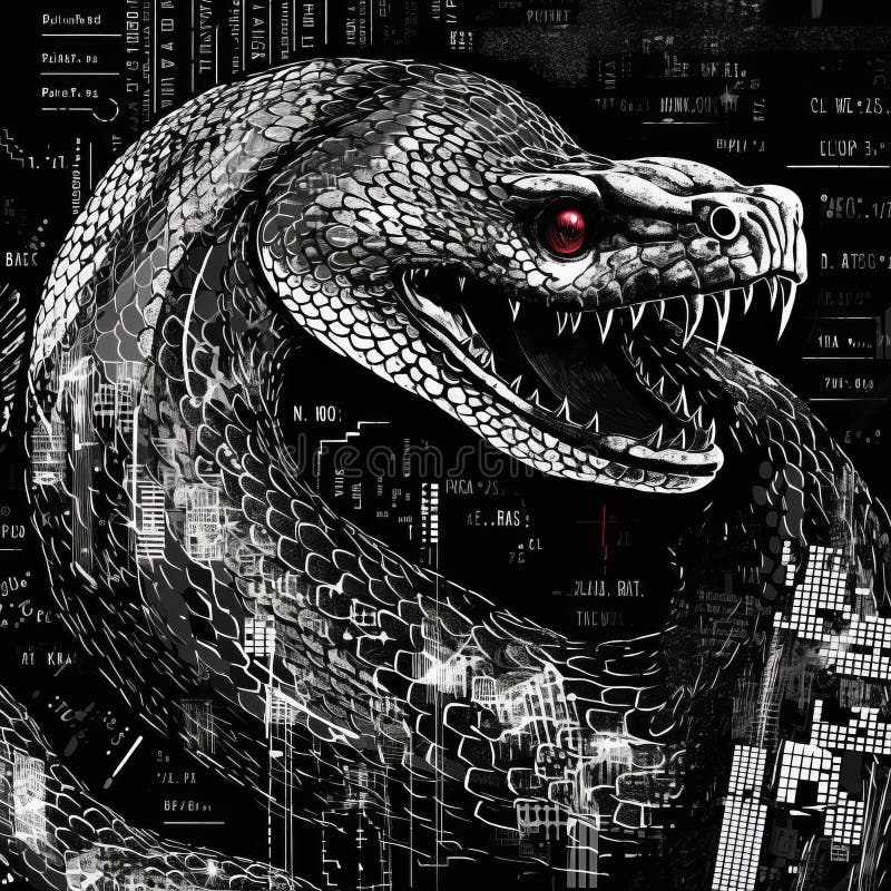 Giant Angry Python Snake Artwork Generative AI Stock Illustration - Illustration of drawing ...