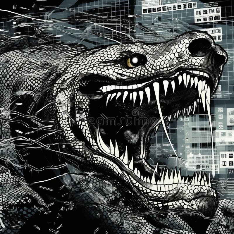 Giant Angry Python Snake Generative AI Stock Illustration ...