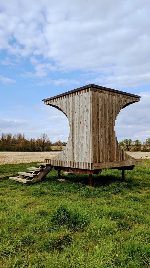 Giant Apple Core Made in Wood Stock Image - Image of bridge, building ...