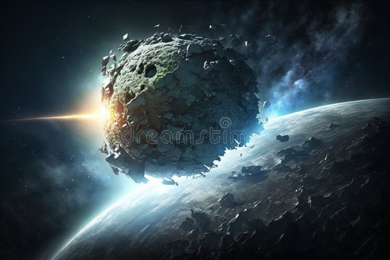 The Cosmic Cataclysm. Giant Asteroid Colliding with a Planet or Earth ...