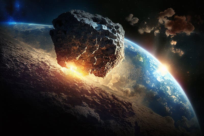 The Cosmic Cataclysm. Giant Asteroid Colliding with a Planet or Earth ...