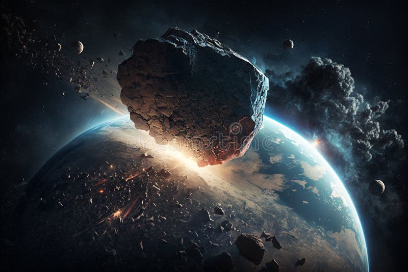 The Cosmic Cataclysm. Giant Asteroid Colliding with a Planet or Earth ...