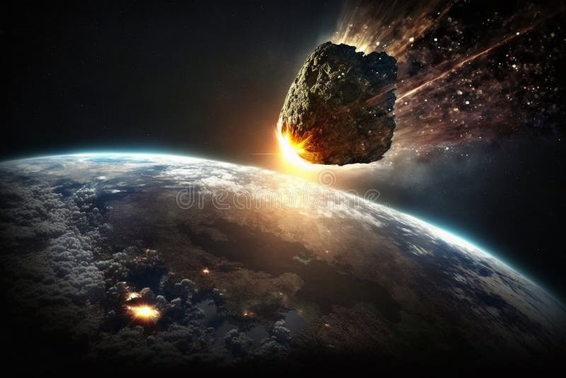The Cosmic Cataclysm. Giant Asteroid Colliding with a Planet or Earth ...