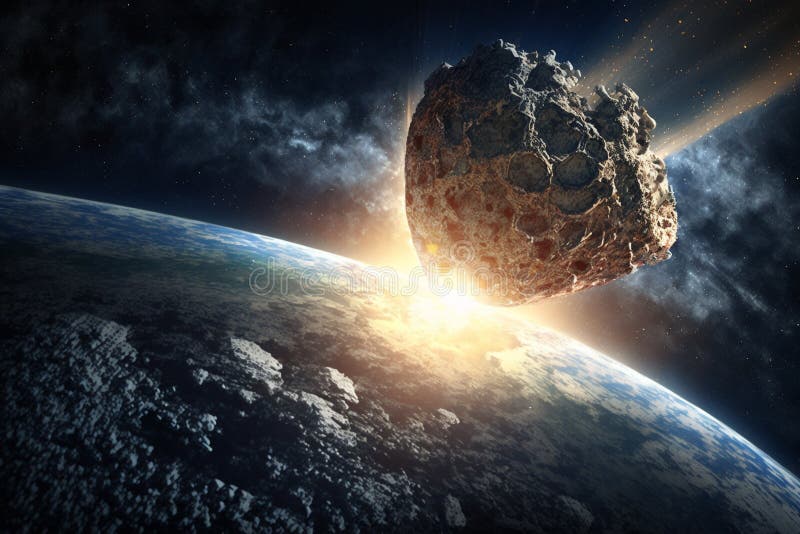 Giant Asteroid Danger Illustration. Asteroid in the Space Approaching ...