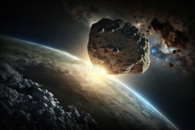 Giant Asteroid Danger Illustration. Asteroid in the Space Approaching Earth. Ai Generated Stock ...