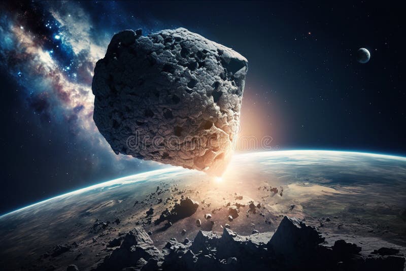 Giant Asteroid Danger Illustration. Asteroid in the Space Approaching ...
