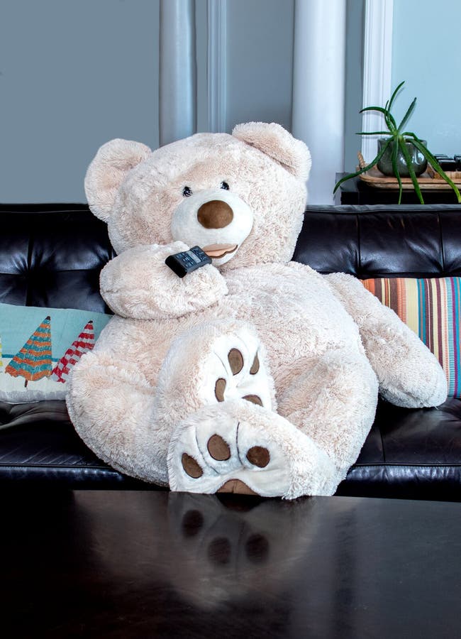 Giant Bear Uses a Remote Control for the Tv Stock Image - Image of ...
