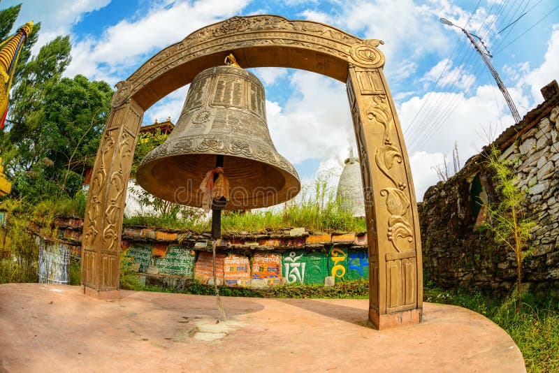 Giant Bell at Tashiding Monastery in Sikkim, India Stock Photo - Image ...