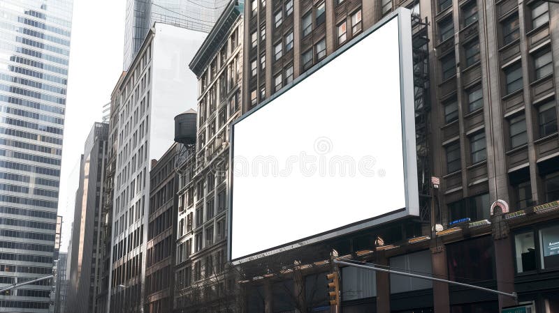 Giant Billboard Mockup with Empty Space for Text on Modern Skyscraper ...