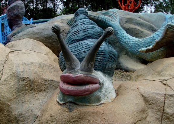 Giant Blue Snail with Red Lips Stock Photo - Image of expressive, lips ...