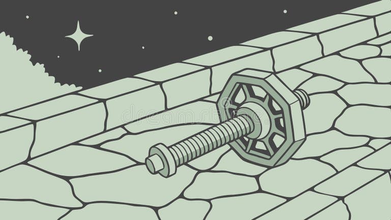 Giant Bolt in Stone Wall, Strength and Stability, Vector Design ...