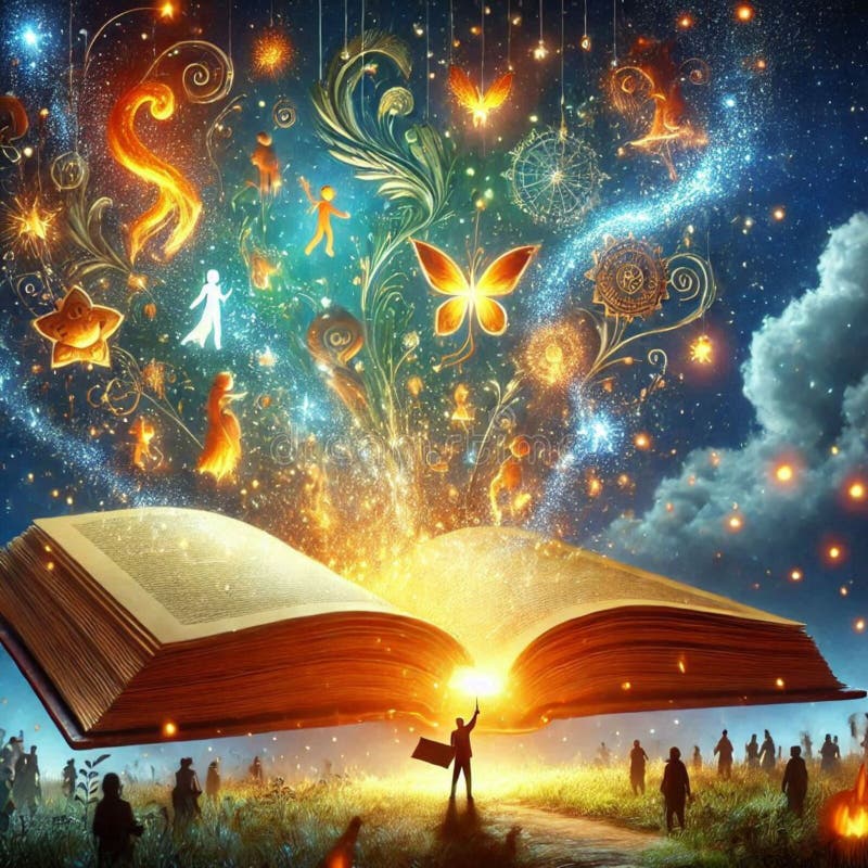 A Giant Book with Characters Coming To Life from Its Pages. - 1 Stock ...