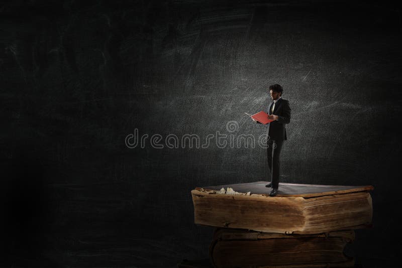 Giant Book and Reading Person Stock Image - Image of caucasian, leisure ...