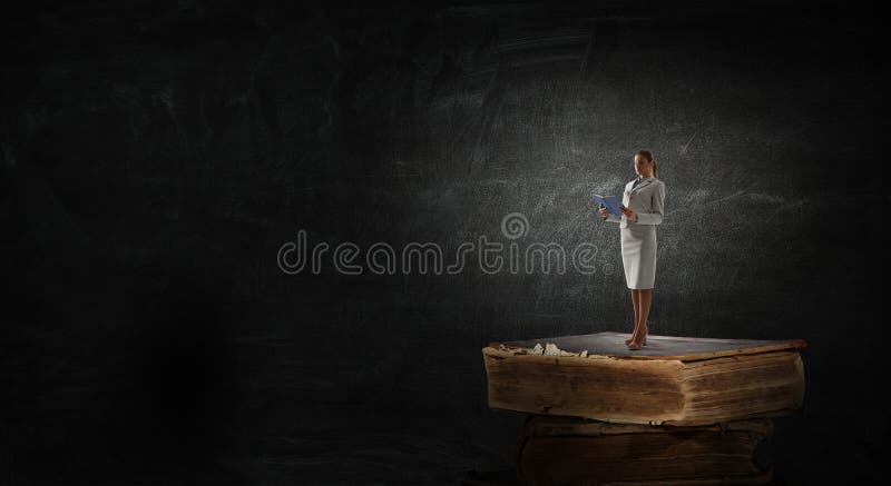 Giant Book and Reading Person Stock Photo - Image of sorcery, stand ...